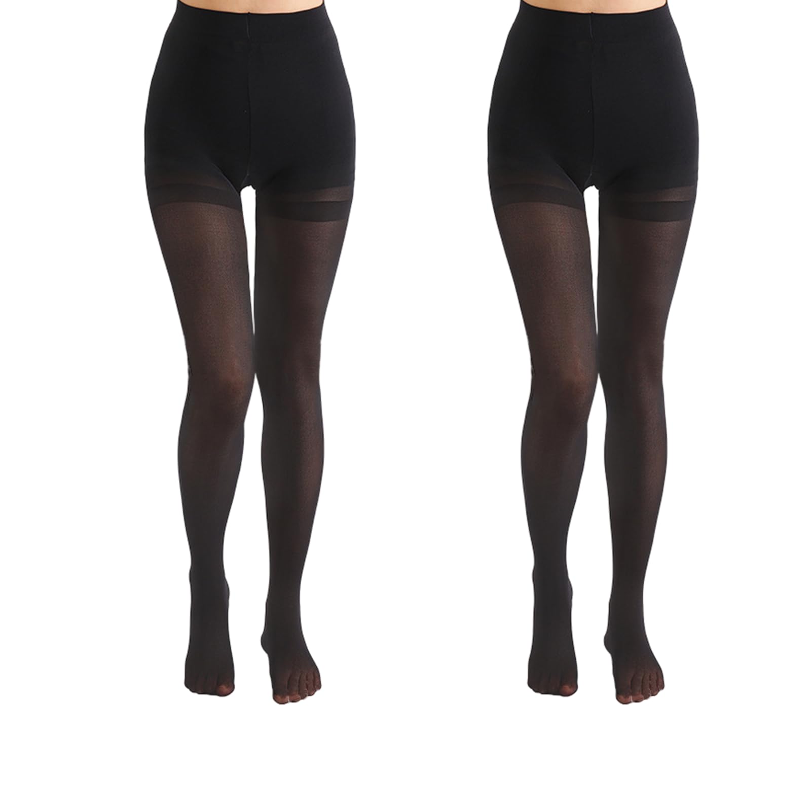 Ninnyi 2 Pairs Black Plus Size Tights, 40 Denier Tummy Control Snag ...