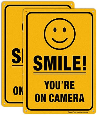 Amazon.com: 2 Pack Smile You're On Camera Signs,Aluminum, UV Ink ...