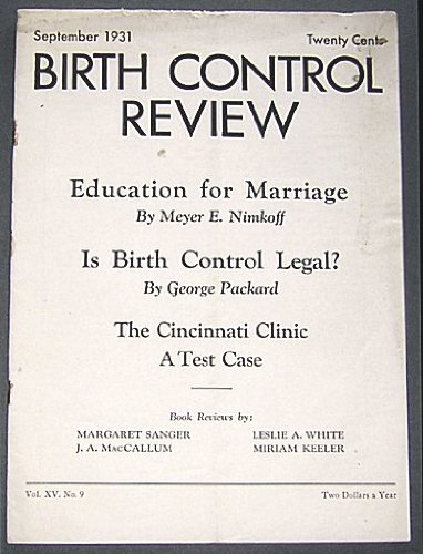 Birth Control Review September 1931 - Education for Marriage, Is Birth ...