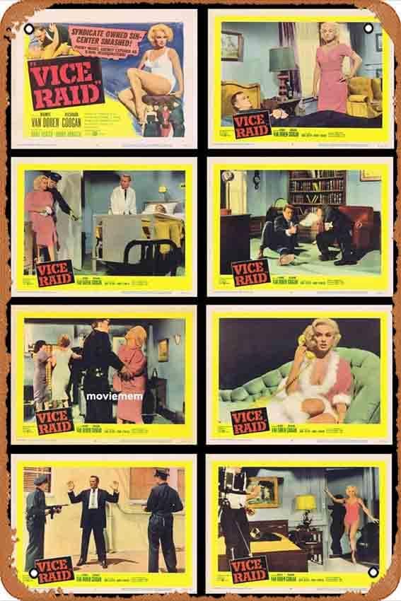 Amazon.com : Tin Sign Retro VICE RAID Original Lobby Card set Mamie Van ...
