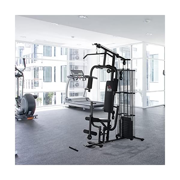 HOMCOM Multi-Exercise Gym Workout Station, 45Kg Weight Stack Training ...