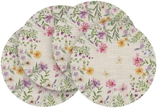 Amazon.com: Gandeer Spring Round Braided Placemats Set of 4 Place Mats ...