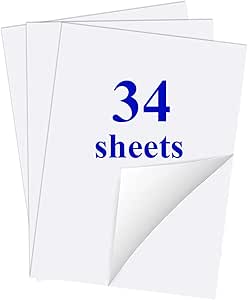 Amazon.com : printer paper,Sticker Paper, 34 Sheets, Printable White ...