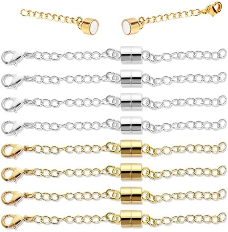 Amazon.com: 8 Pcs Extenders for Necklaces Chain Extender Necklace Clasp with Extender Silver ...