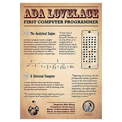 Amazon.com: Ada Lovelace: First Computer Programmer Science Poster ...