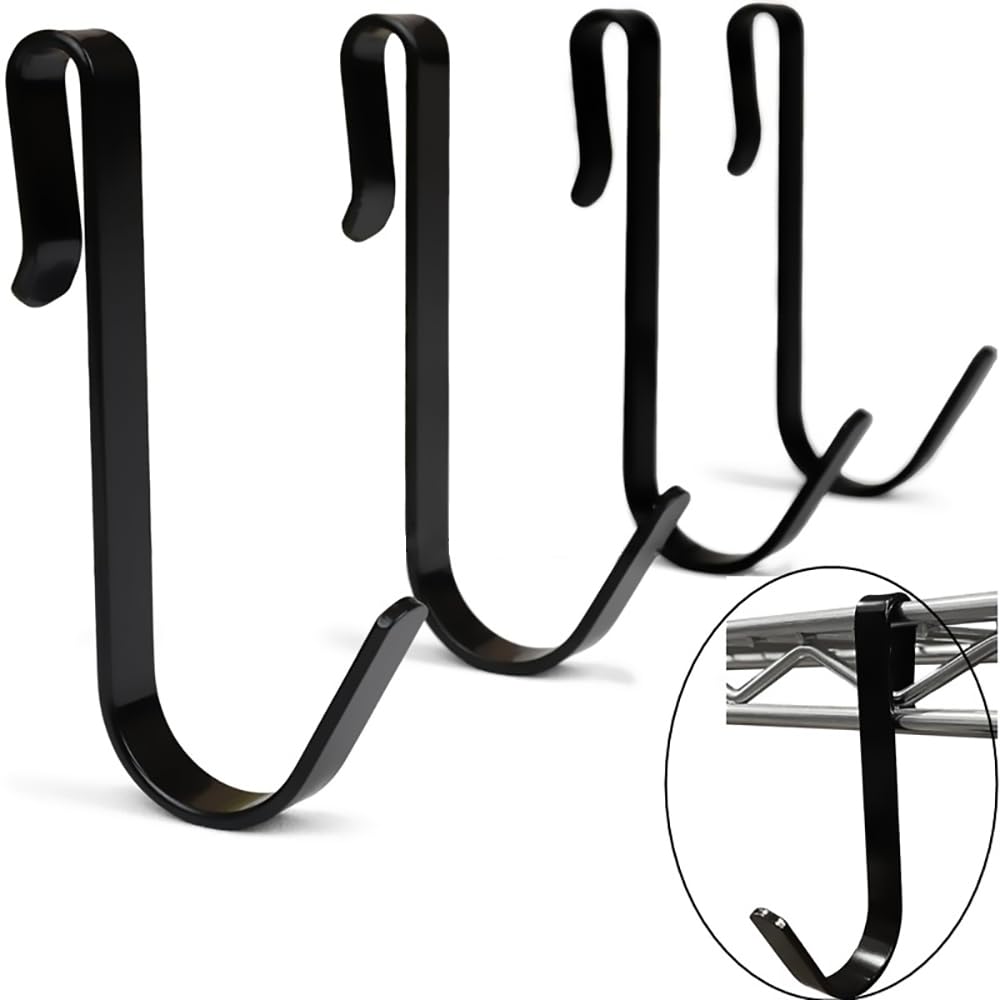 Snapklik.com : 20 Pcs J Shaped Snap On Hook, Black Wire Rack Hook ...