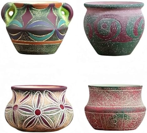 Amazon.com: Yuccasly 4 Piece Ceramic Plant Pots Indoor Pots Set with ...