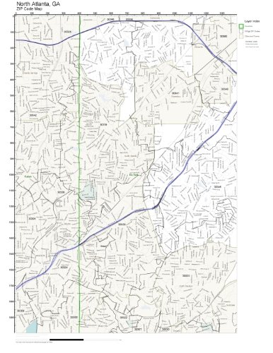 ZIP Code Wall Map of North Atlanta, GA ZIP Code Map Laminated: Amazon ...
