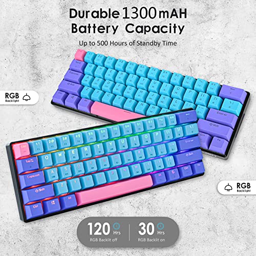 SOLIDEE 60% Mechanical Gaming Keyboard Wired/Bluetooth 5.0 Dual-mode ...