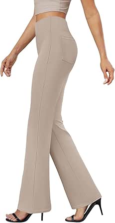 Dress Pants Women Bootcut Business Casual Work Pants with Pockets High ...