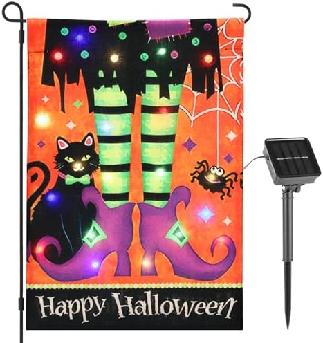 Amazon.com : Halloween Lighted Garden Flag for Outside, Led Solar Yard ...