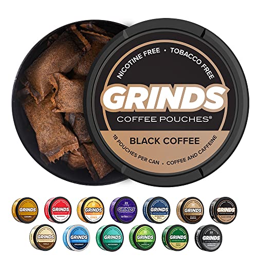 Grinds Coffee Pouches | 3 Cans of Black Coffee | 18 Pouches Per ...
