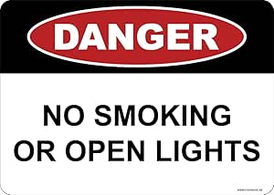 Amazon.com: G Signage - "No Smoking Or Open Lights" - OSHA Danger Sign ...