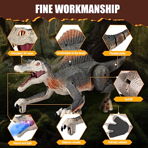 Remote Control Dinosaur Toy,2.4G Spinosaurus Toys Imitates Walking and ...
