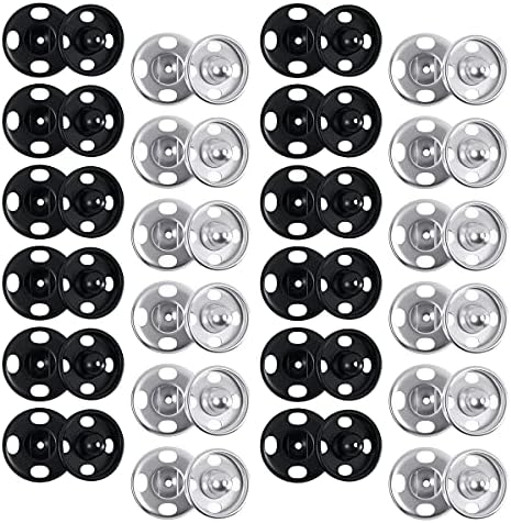 Snap Buttons, 10mm Black & Silver Metal Snap Fastener Spring Press ...