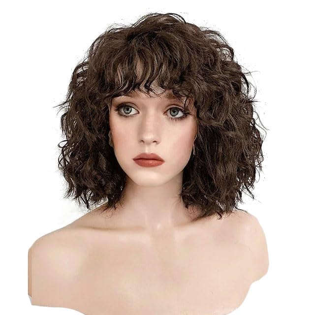 Amazon.com : Brown Curly Bob Wig for Women,Natural Styling Fashion ...