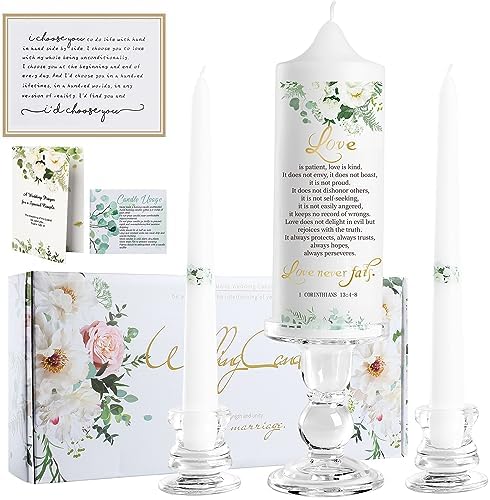 Amazon.com: Extrogif 3 Unity Wedding Candles Set with Candle Holder for ...