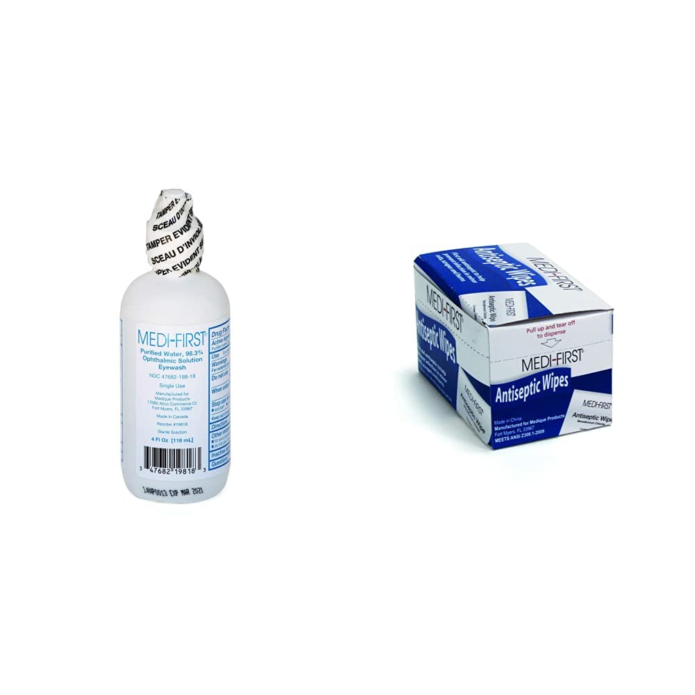 Snapklik.com : Medi-First Eyewash And Antiseptic Wipes First Aid Bundle