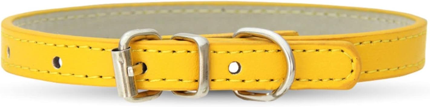 Amazon | [LaLUCA GOODS] 犬 首輪 猫 首輪 鈴 定番 スタンダード PU レザー シンプル 小型犬 中型犬 ドッグ 散歩 カラフル イエロー（鈴なし） S ...