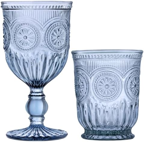 Amazon.com | Yungala Blue Glassware Bundle - Blue Wine Glasses and ...