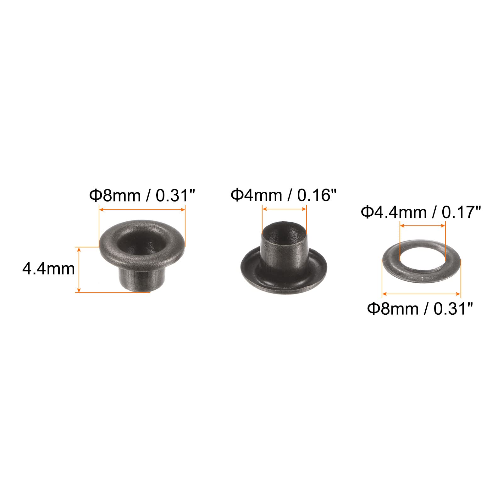 Snapklik.com : HARFINGTON 100set Grommets Kit Metal Eyelets 4mm 1/6 ...