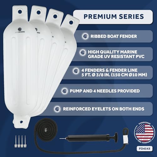 Snapklik.com : 4-Pack Boat Fenders - 4.5 X 16-Inch, White - Boat ...