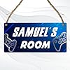 Personalised Gaming Room Sign for Kids - Custom Name Door Plaque ...