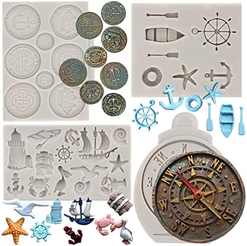 Amazon.com: QDMOLDS Pirate Silicone Molds Treasure Chest Pirate Ship ...