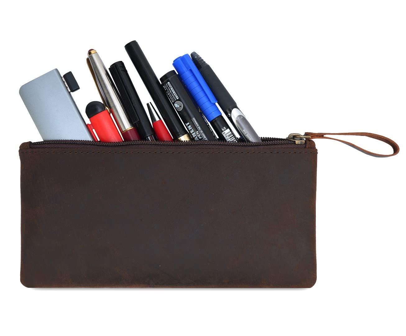 Amazon.com: Antiq Leather Pencil Pouch, Currency Pouch, Zippered Pouch ...