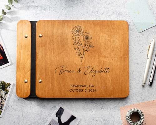 Amazon.com: Personalized Wooden Wedding Guest Book with Names, Date ...
