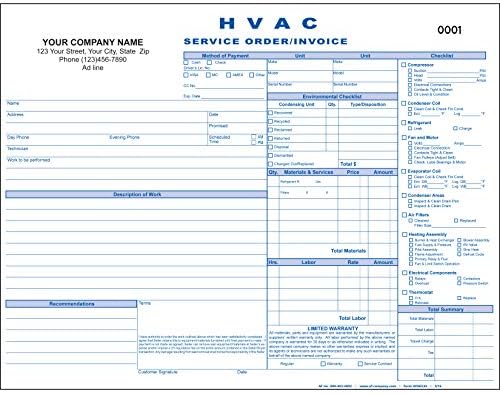 Amazon.com : HVAC Service Order/Invoice, 3 Copy Triplicate, 11"x8.5 ...