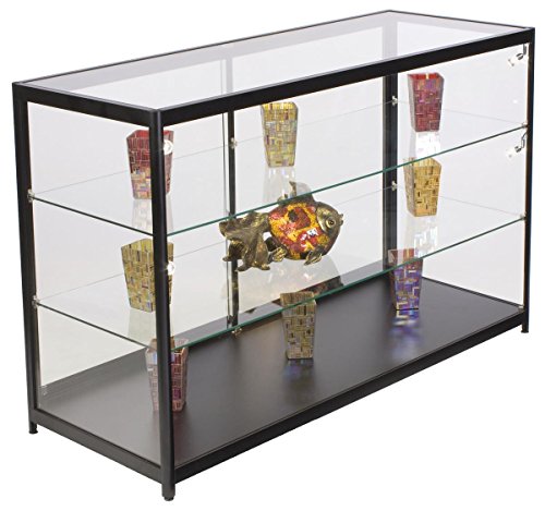 Displays2go 60 Inch Glass Display Case, LED Side Lights, Lockable ...