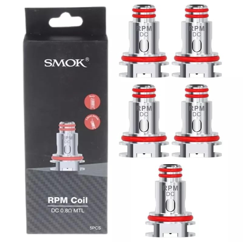 SMOK RPM DC 0.8 Ohm Coils, Dual Coil Design, Pack of 5, Compatible with ...