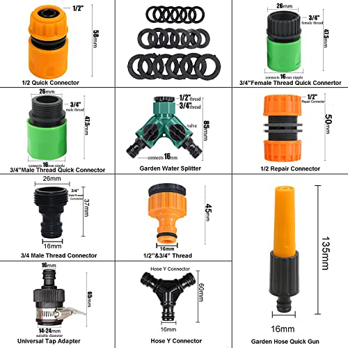 Hose Connector Garden Hose Set,Hose End Quick Connector,Nozzle, Hose ...
