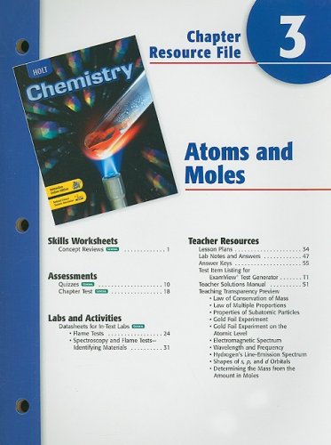 Amazon.com: Holt Chemistry Chapter 3 Resource File: Atoms and Moles ...
