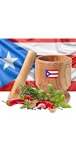 Amazon.com: Authentic Small Puerto Rico Pilon Mortar & Pestle – Wooden ...