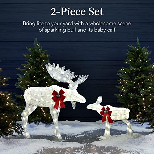 Best Choice Products 2-Piece Moose Family, Lighted Outdoor All-Weather ...
