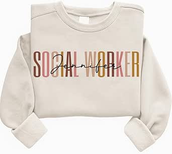 Amazon.com: HHLYN14 Custom Social Worker Crewneck Sweatshirt ...