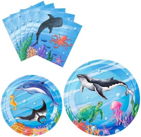 Amazon.com: 40Pcs Under the Sea Birthday Party Supplies Ocean Sea Life ...