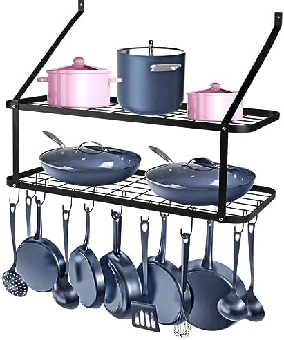 ybaymy Pan Hanger Rack Wall Mounted 75CM Pot Pan Rack for Kitchen ...