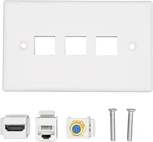 3 Port Ethernet Wall Plate, Detachable Jack Faceplate, HD Multimedia ...