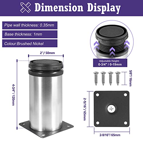 Snapklik.com : Masendelk 5 Inch Metal Furniture Legs Stainless Steel ...