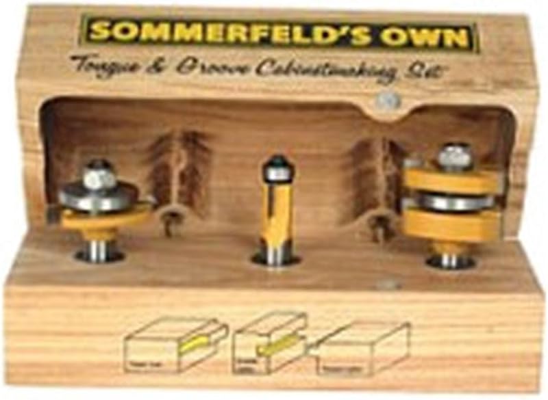 Sommerfeld's 3 Piece Matching Tongue & Groove Router Bit set 1/2-Inch ...