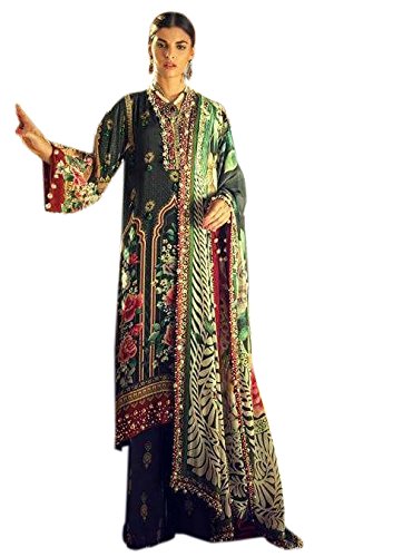 Buy Prayass, Women Cotton-Rayan Embroidered Semi Stitched Straight Free ...