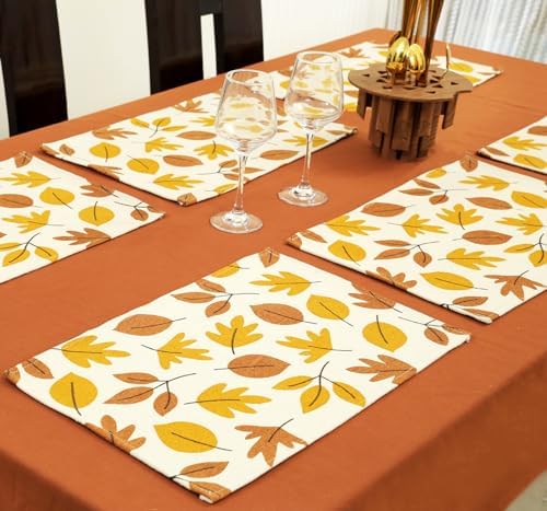 Buy Yellow Weaves Cotton Canvas Dining Table Placemats | Heat Resistant ...