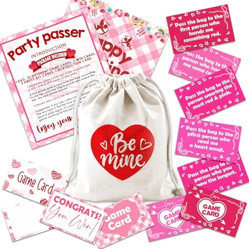 Amazon.com: Valentine's Day Pass The Bag Game -44 Fun Game Cards & 1 ...