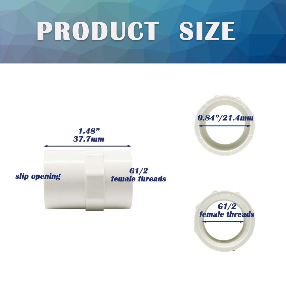 Snapklik.com : 10PCS 1/2 Inch PVC Coupling Fittings White Female Thread ...