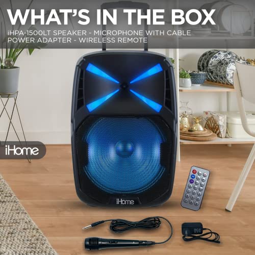iHome iHPA-1500-LT Bluetooth Wireless Portable Rechargeable Home Party ...