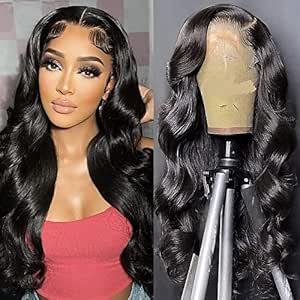 Amazon.com : MsSunlight 13x4 HD Lace Front Wig Human Hair 180% Density 28 Inch Body Wave Human ...