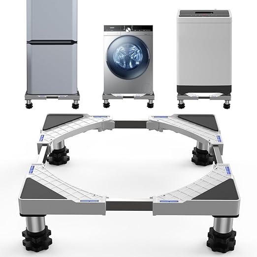 Amazon.co.jp: DEWEL 洗濯機 台 かさ上げ 台 冷蔵庫置き台 高さ調節 増大増高ジャッキ付き 耐荷重約500kg 13~17CM高度調節 伸縮式 幅/奥行:44.8～69cm ...